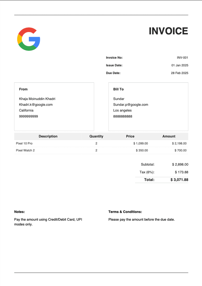 JenVoice - Free Professional Invoice Generator